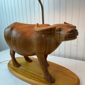 Vintage Lamp, Water Buffalo Lamp, Table Lamp, Animal Lamp, Lighting ...