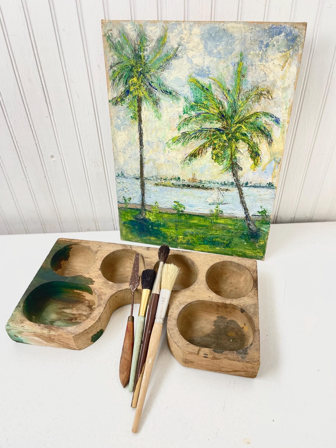 Vintage Painters Palette, Artist Palette, Wood Cash Drawer, Coin Holder ...