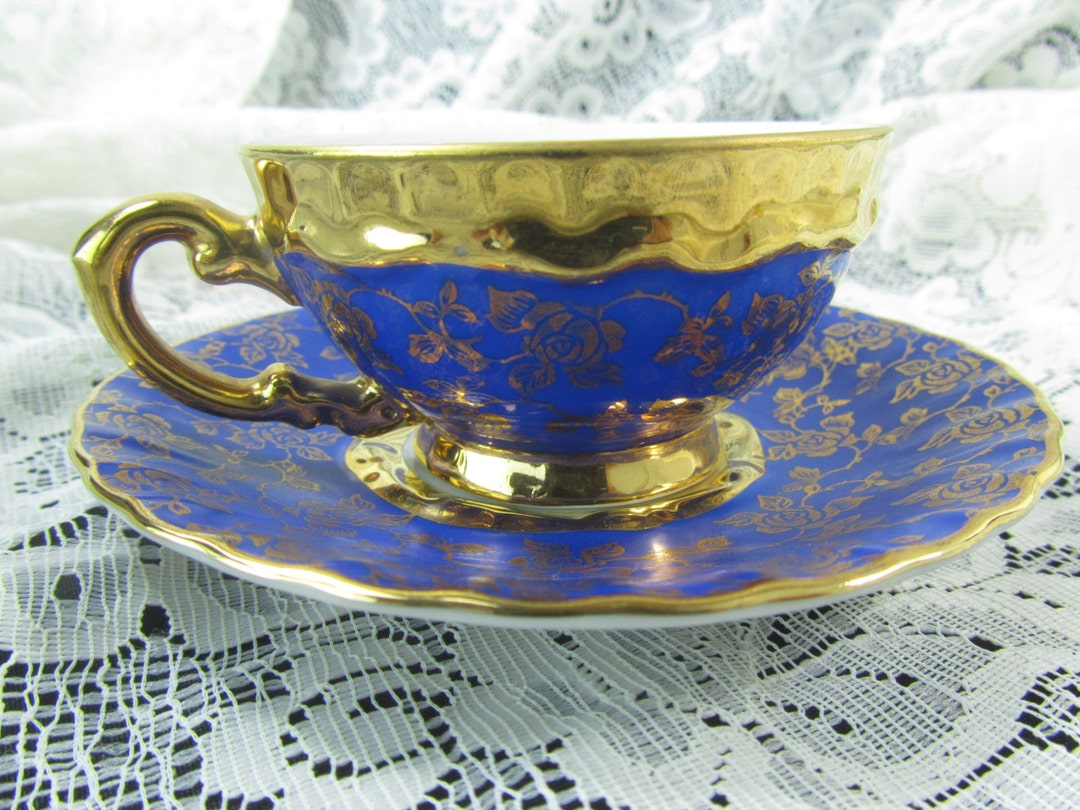 Demitasse Set, Tea Cup, Blue and Gold Tea Set, EB Bavaria, Tea Cup ...