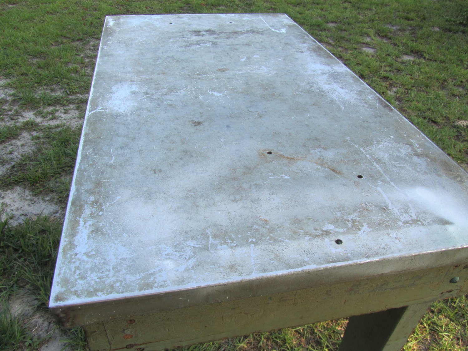 Vintage Industrial Work Table Wood Table With Metal Top - Etsy