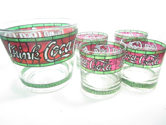 Coca Cola Coke Glassware Collectable Glass Red Green | Etsy