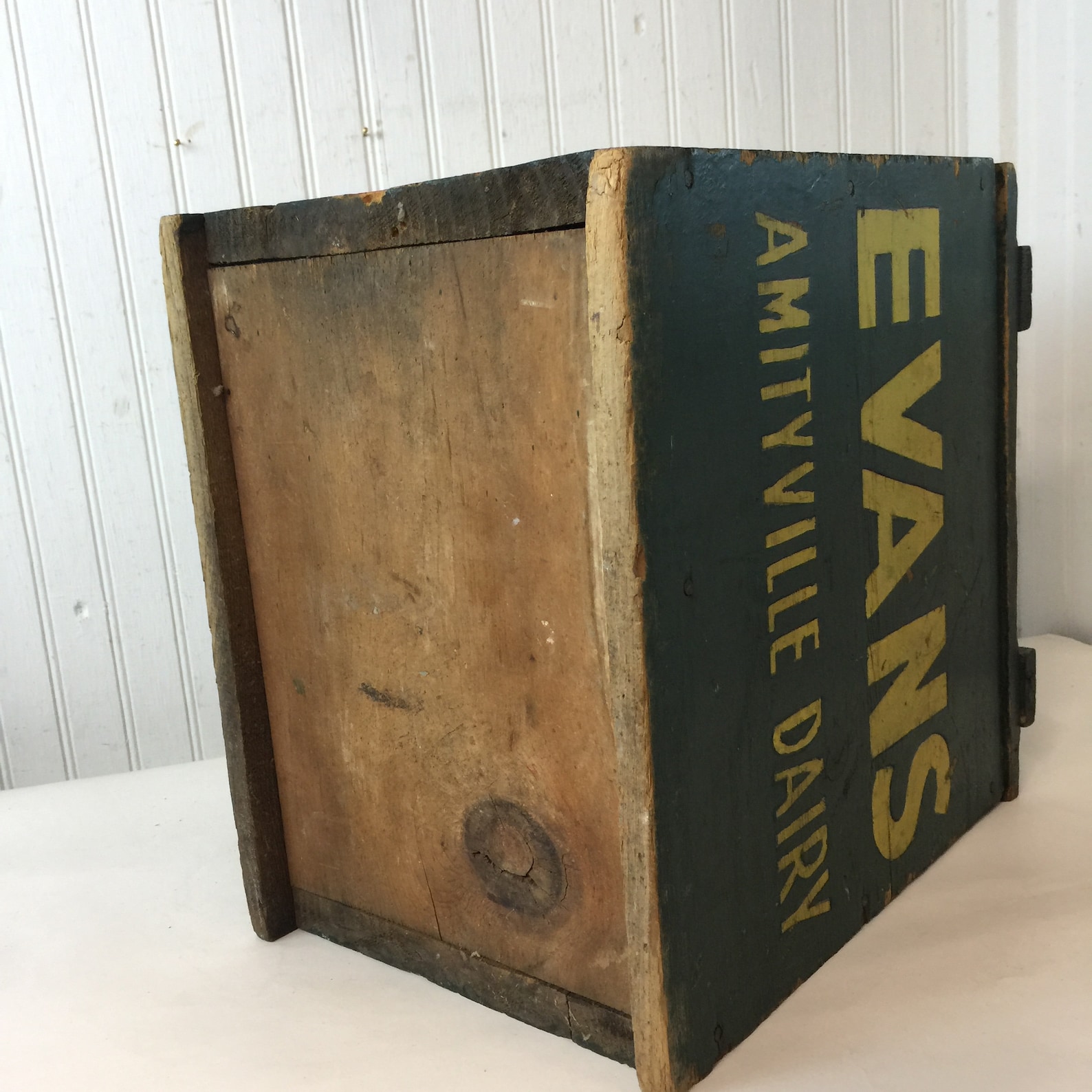 Vintage Milk Box, Milk Box, Wood Milk Box, Evans Amityville Dairy ...