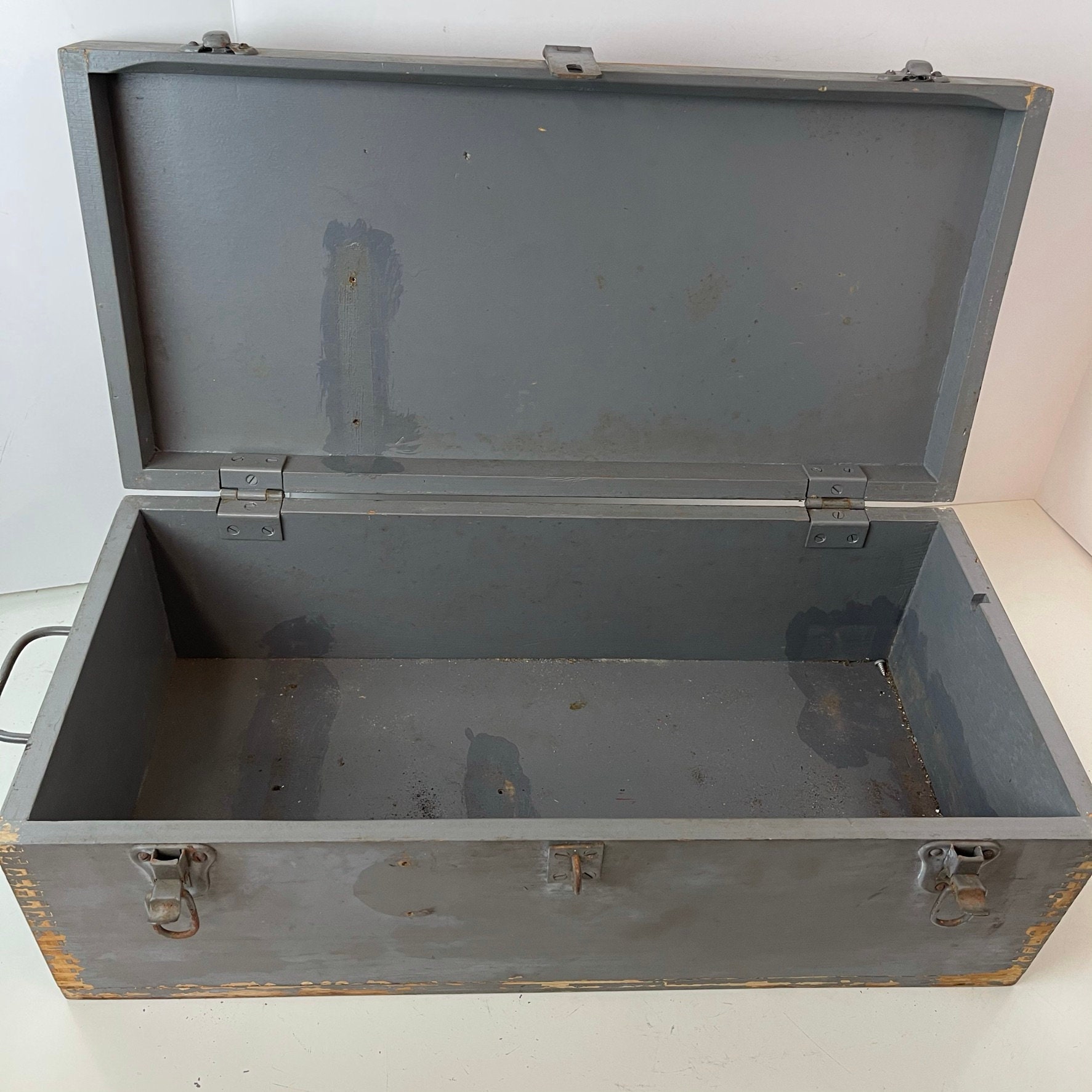 Vintage Carpenters Box Gray Tool Box Finger Joint Corners | Etsy