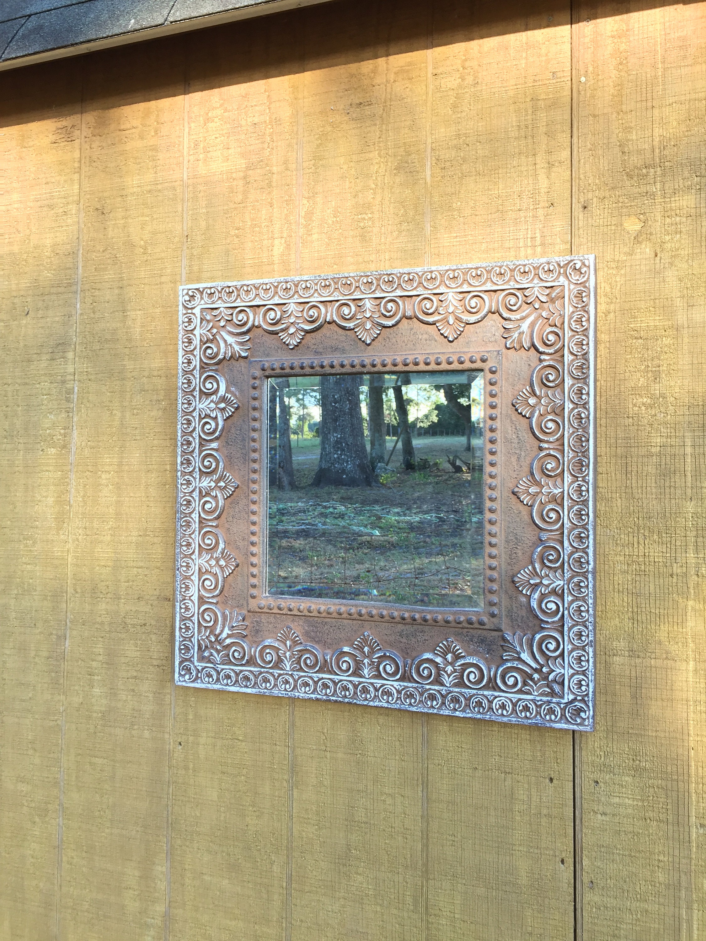 Shabby Chic Mirror, Large Square Mirror, Ornate Mirror, Hand Painted ...