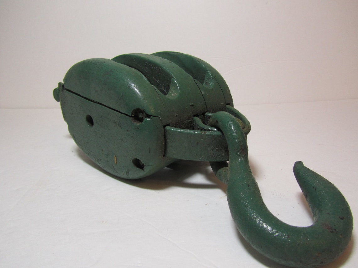 ANTIQUE BLOCK & TACKLE Vintage Pulley Wood Pulley Barn | Etsy