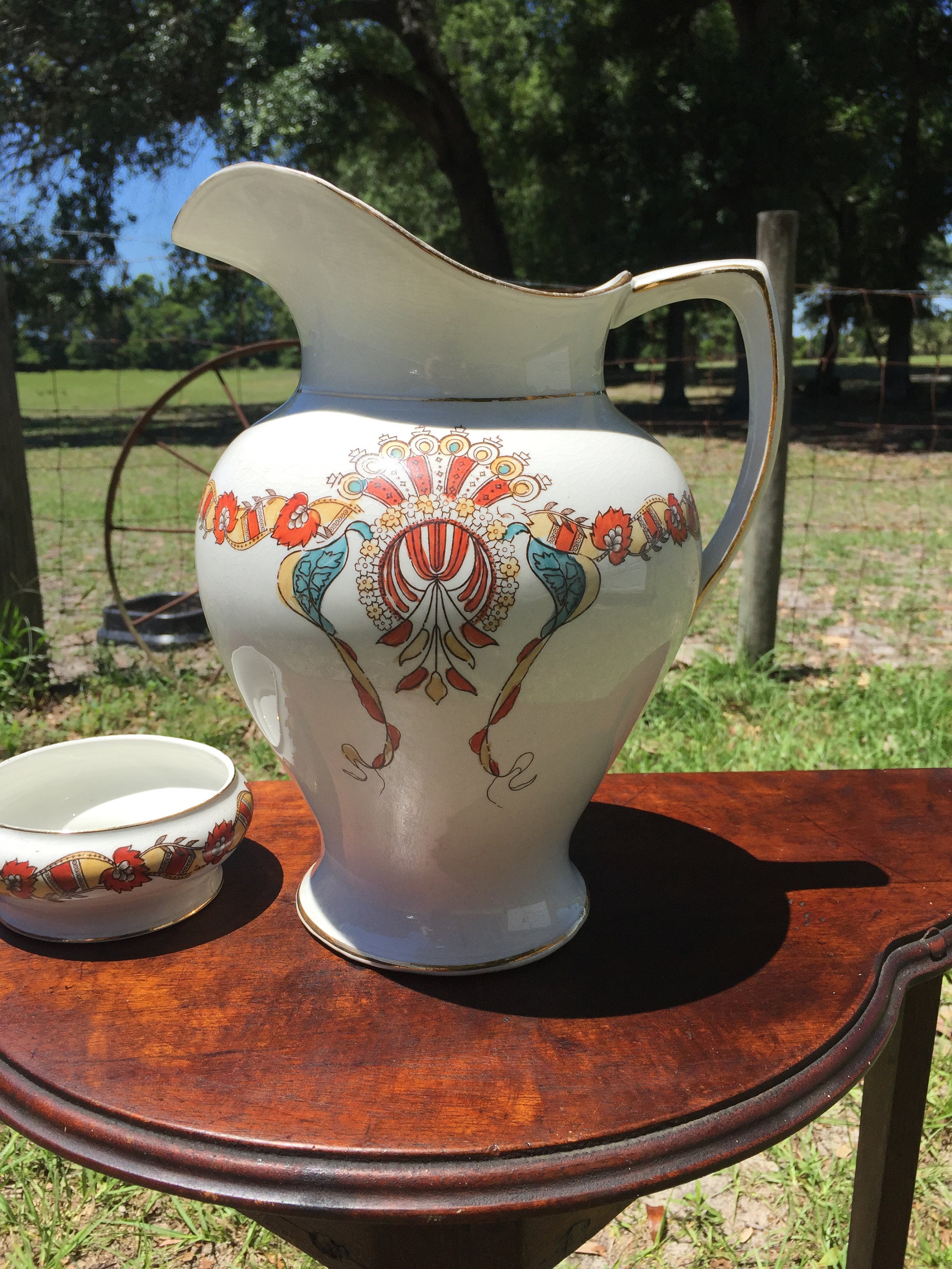 Vintage pitcher antique Homer Laughlin pitcher farmhouse | Etsy