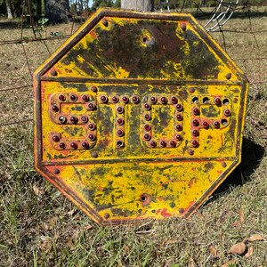 Stop Sign, Cat Eye Stop Sign, Metal Sign, Yellow Stop Sign, Man Cave ...