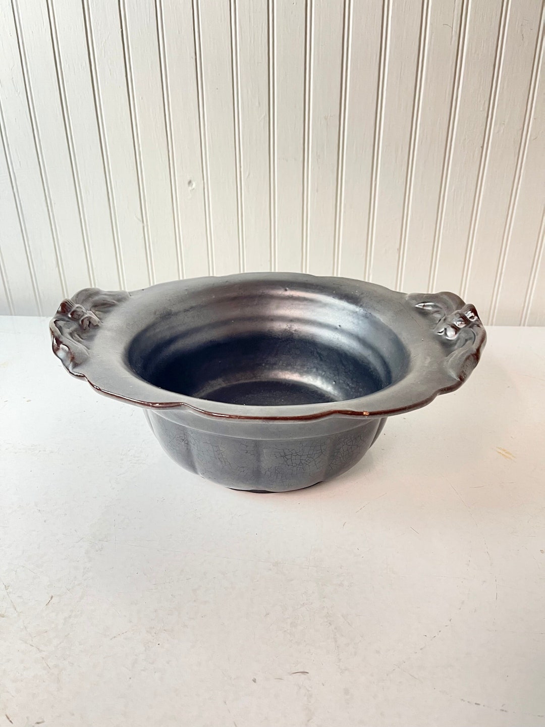 Vintage Crock, Victorian Baking Pot, Antique Cookware, Black Pottery ...