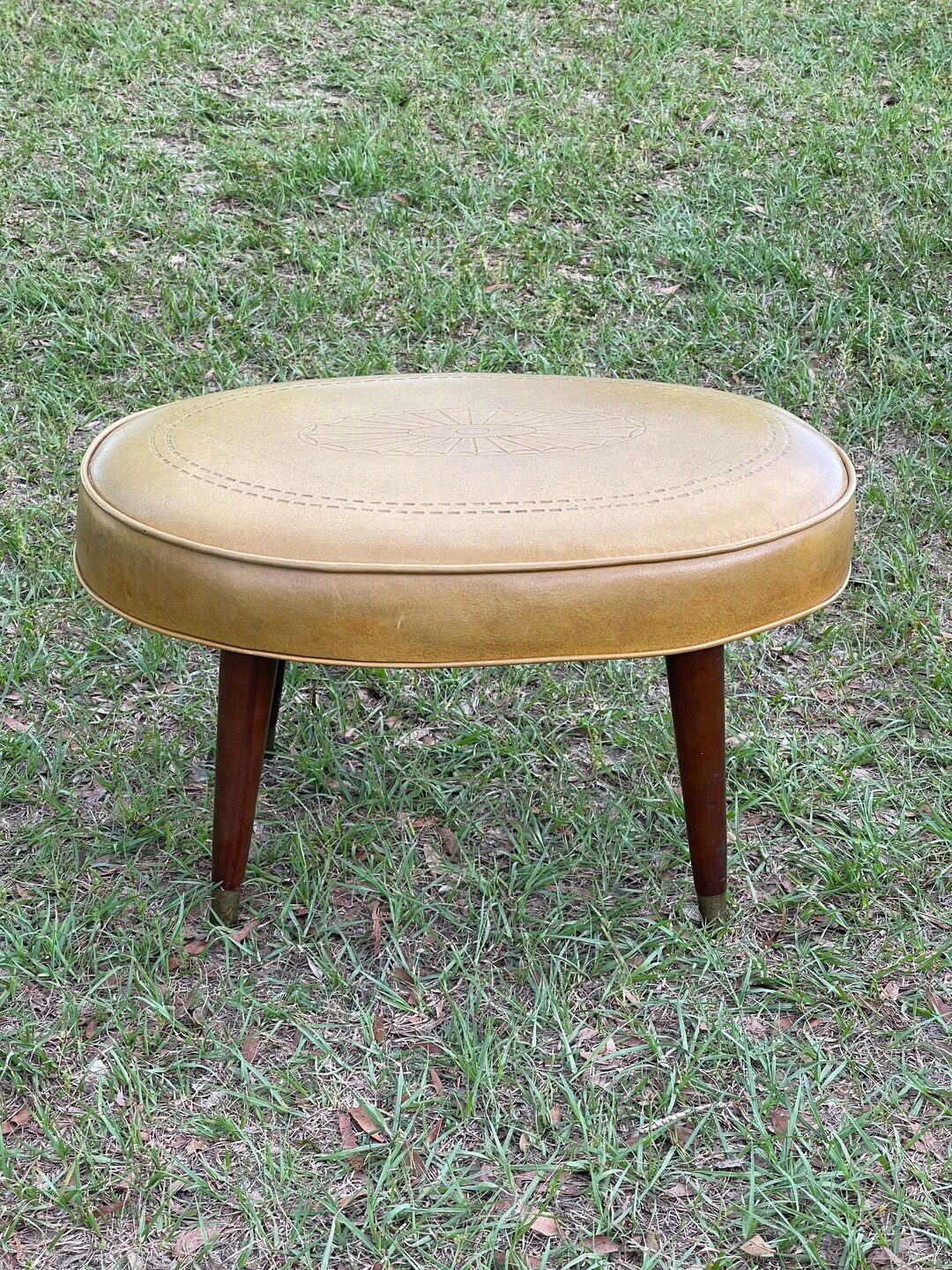 MCM FOOTSTOOL, Ottoman, Mid Century Foot Stool, Vintage Decor, Mustard ...