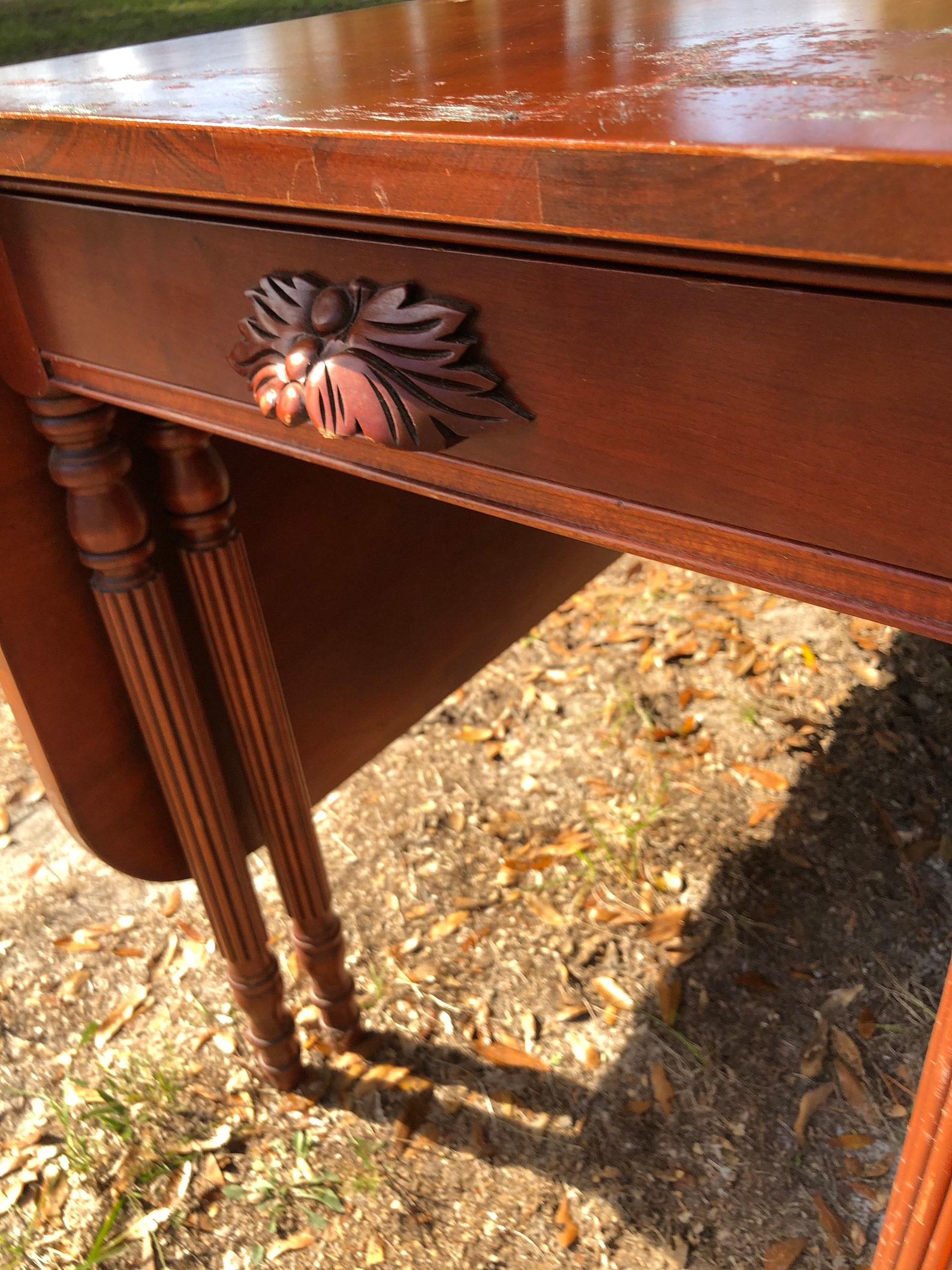 Antique Drop Leaf Table Silverware Drawers Wood Furniture | Etsy