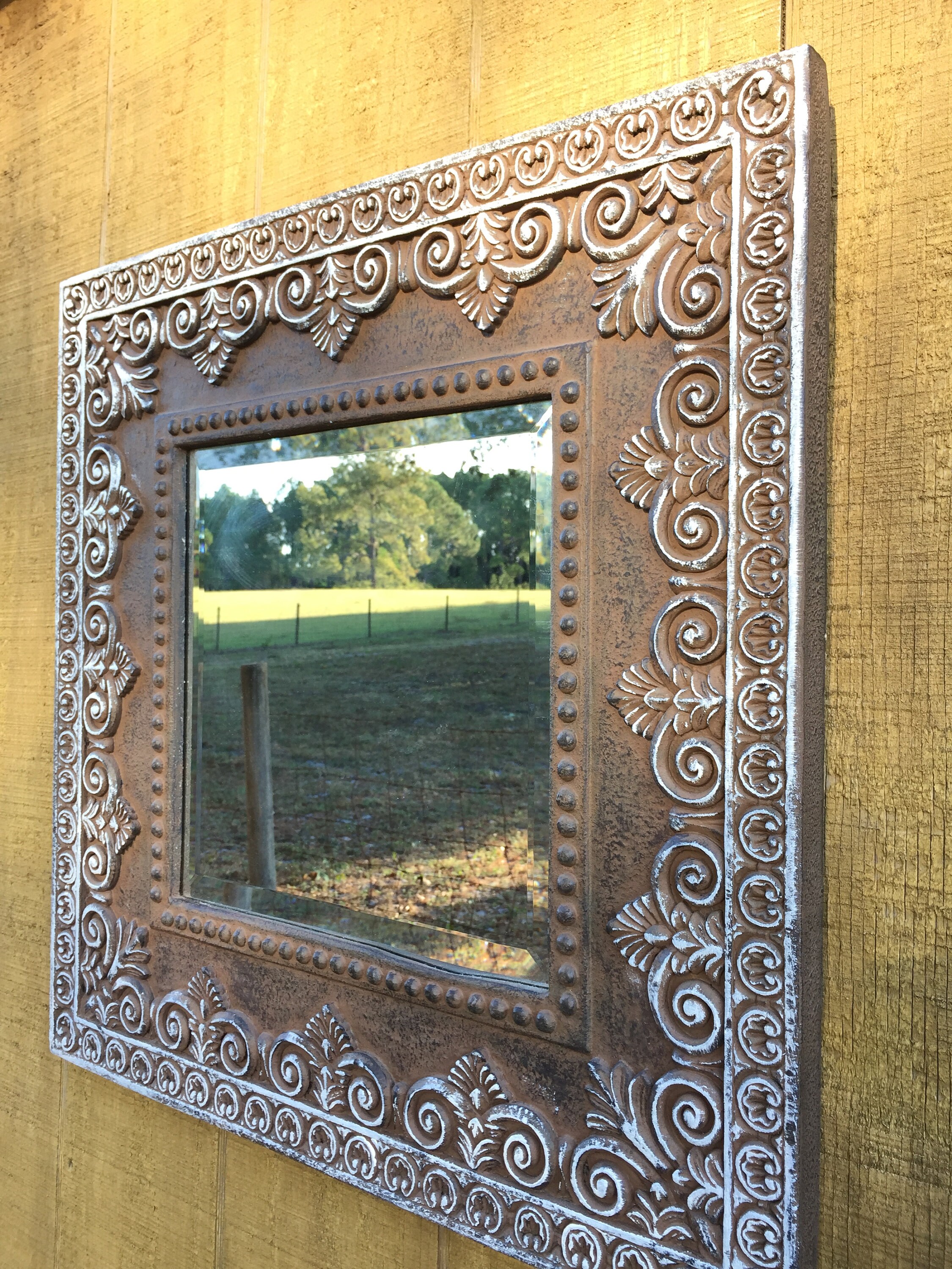 Shabby chic mirror large square mirror ornate mirror hand | Etsy