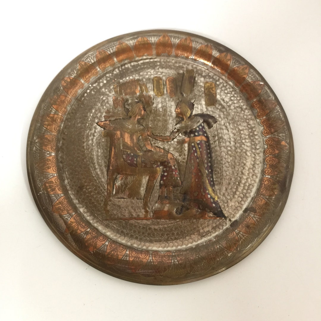 Vintage Egyptian Copper Plate, Middle Eastern Plate, Picture Plate ...