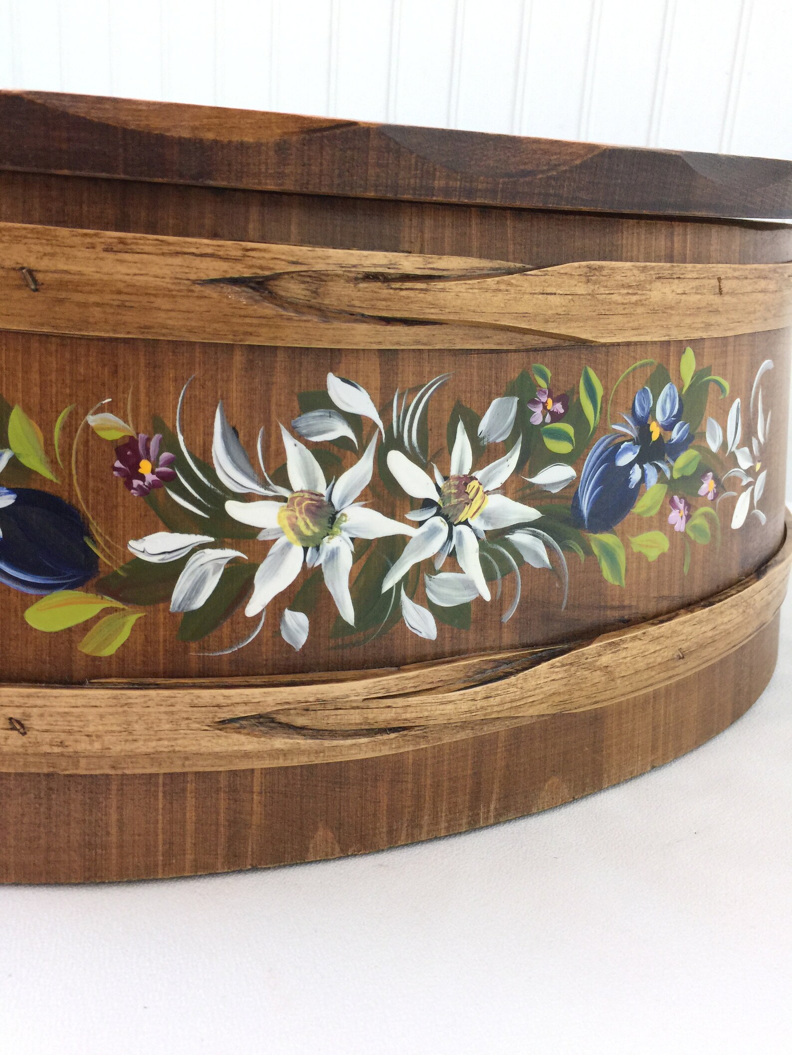 Vintage Round Wood Box Cheese Box firkin Box Painted - Etsy