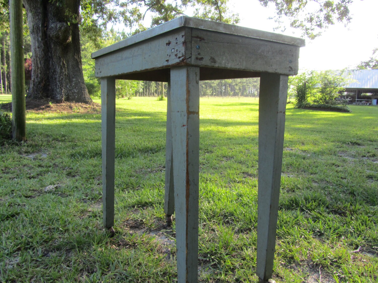 Vintage Industrial Work Table Wood Table With Metal Top - Etsy