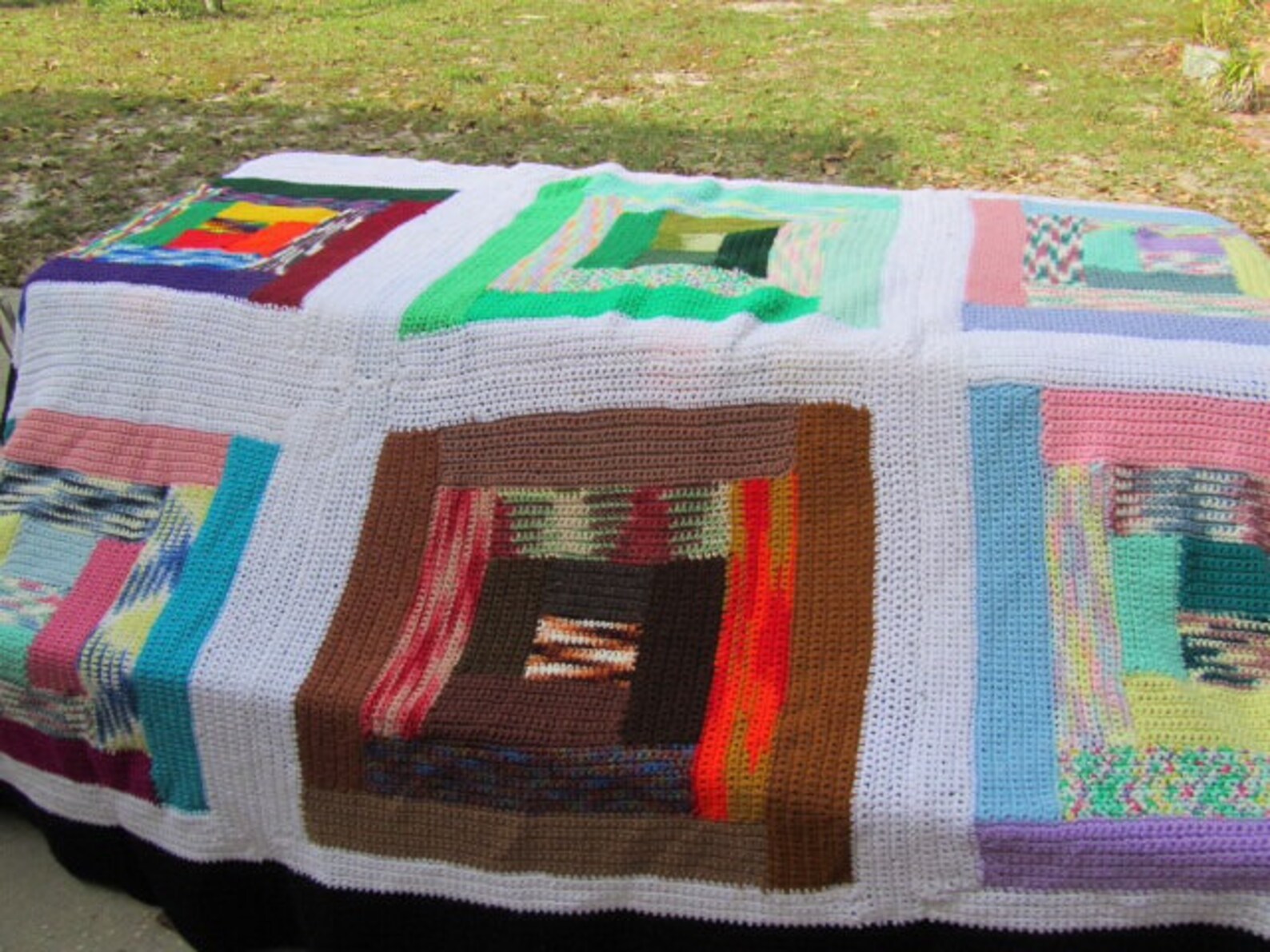 Afghan, King Size Blanket, Crochet Blanket, Multicolor Blanket, Black ...
