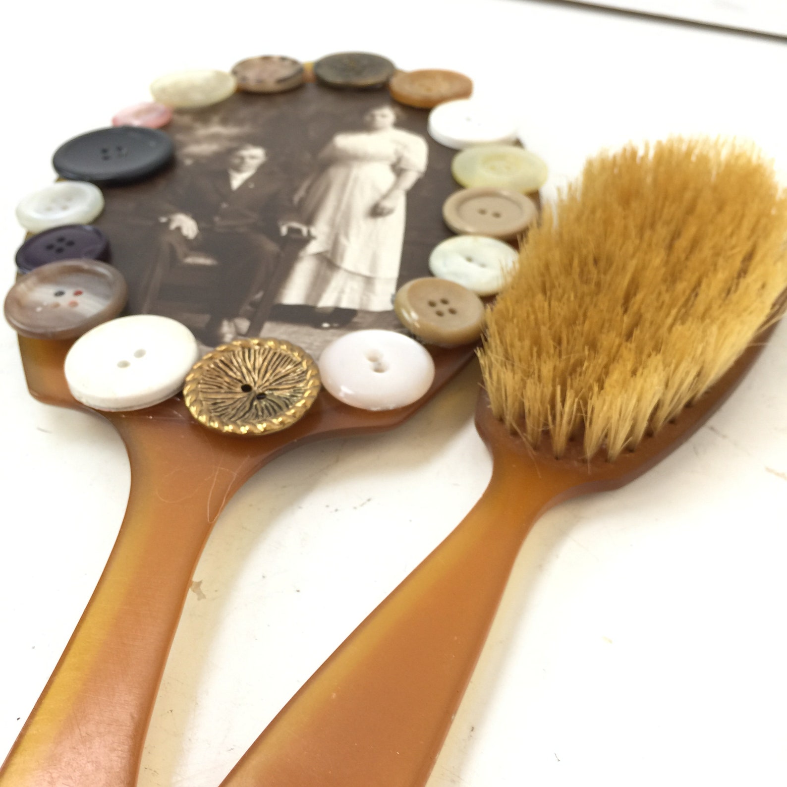 Antique Brush And Mirror Set