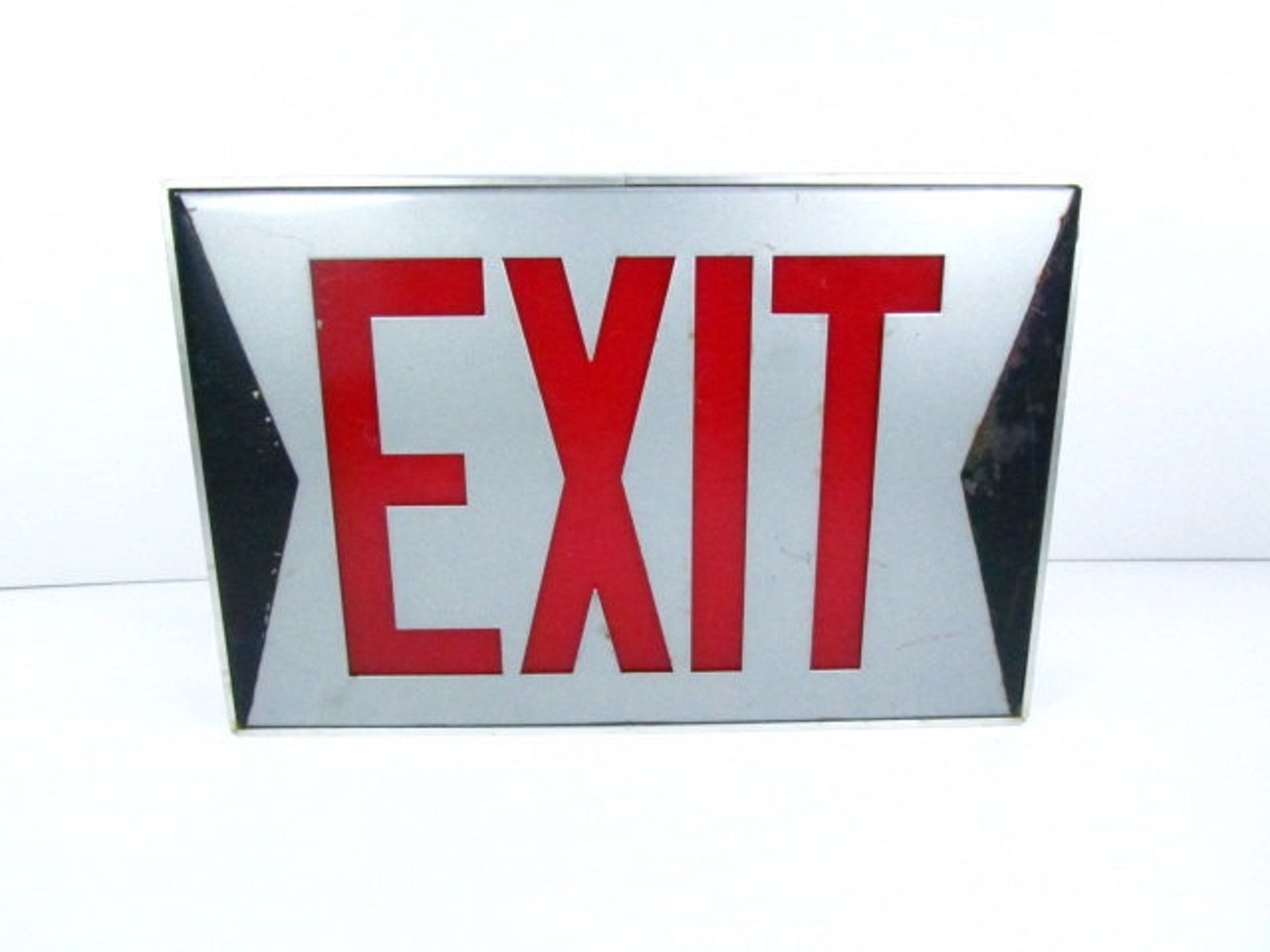 Exit Sign, Metal Sign, Vintage Sign, Store, Industrial Decor, Red, Gray ...