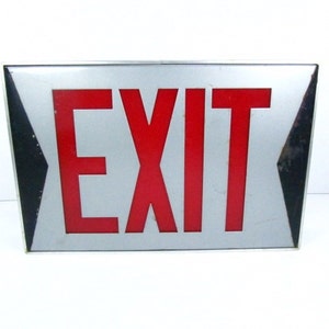 Exit Sign, Metal Sign, Vintage Sign, Store, Industrial Decor, Red, Gray ...