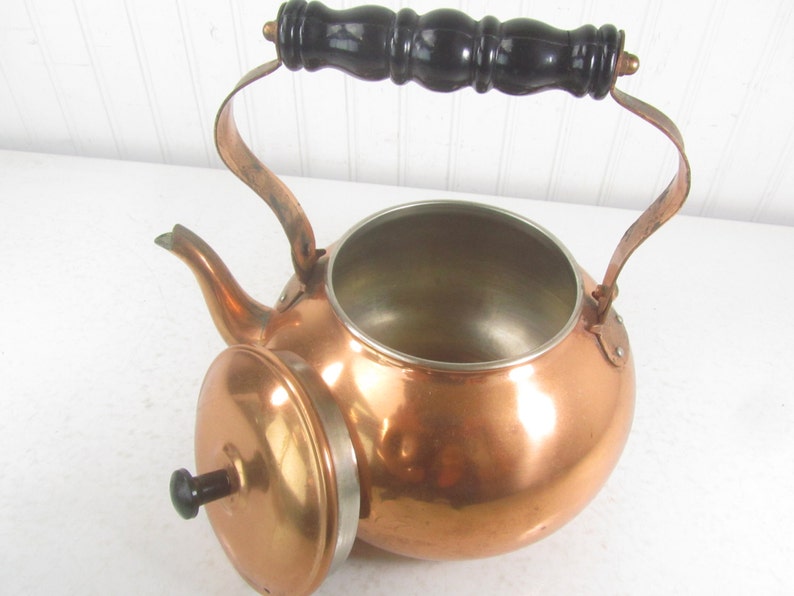 COPPER KETTLE Copper Teapot Coffee Pot Tea Pot Dark Wood | Etsy