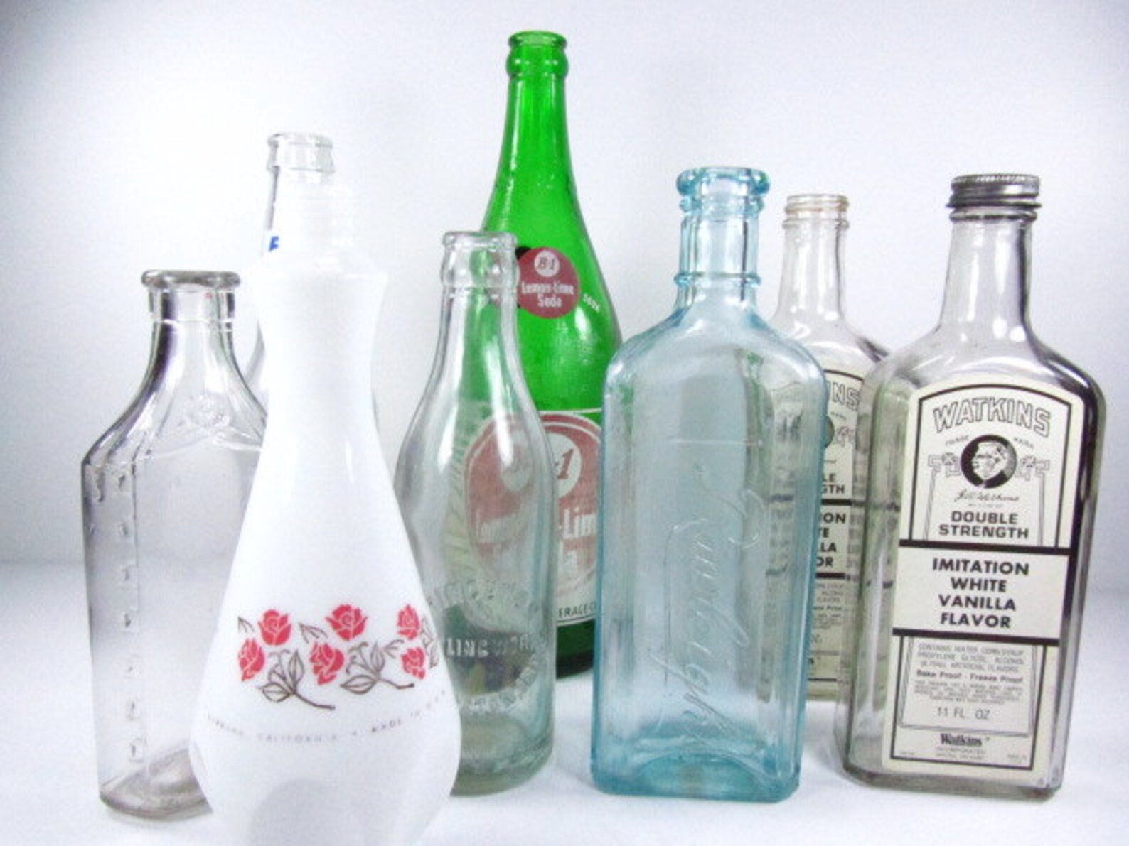 Vintage Bottle Collection, Colored Bottles,vase, Collectible, Milk ...