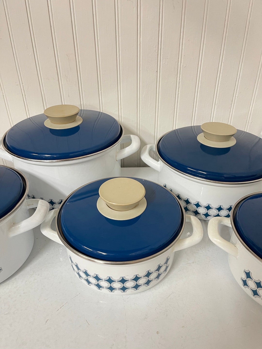 Vintage Enamel Pot, Vintage Cookware, Farmhouse Decor, Retro Kitchen ...