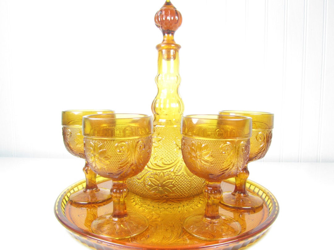 VINTAGE DECANTER, Cordial Set, Liqueur, Wine Bottle, Glass Bottle ...