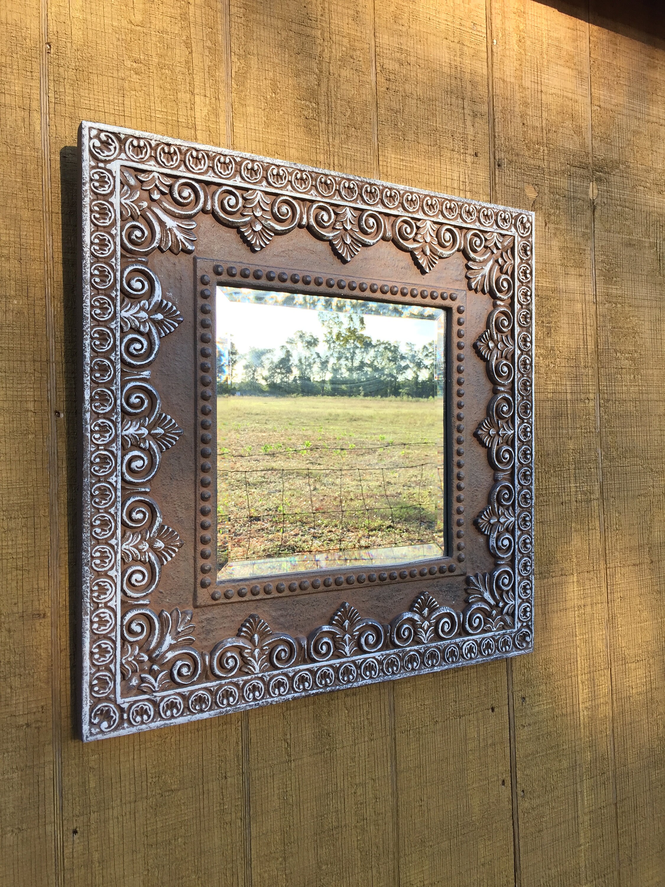 Shabby Chic Mirror Large Square Mirror Ornate Mirror Hand | Etsy