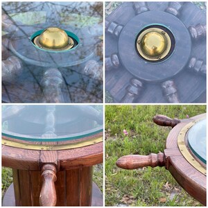 Vintage Ships Wheel Table, Nautical Side Table, Ship Steering Wheel ...