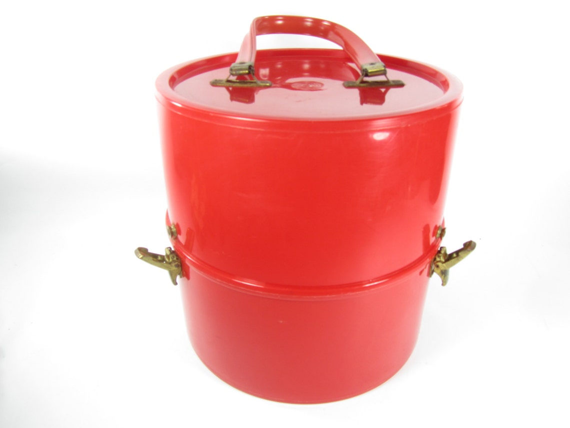 Retro Bright Red Hat Box, Vintage Luggage, Groovy, 1970s Suitcase ...