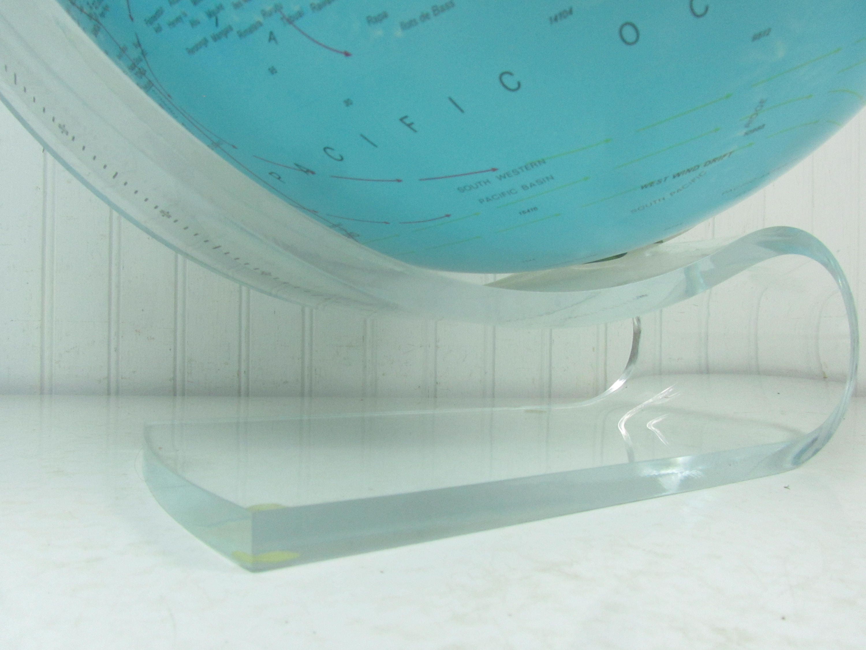 VINTAGE WORLD GLOBE, Globe, World Map, Lucite Stand, Mid Century ...