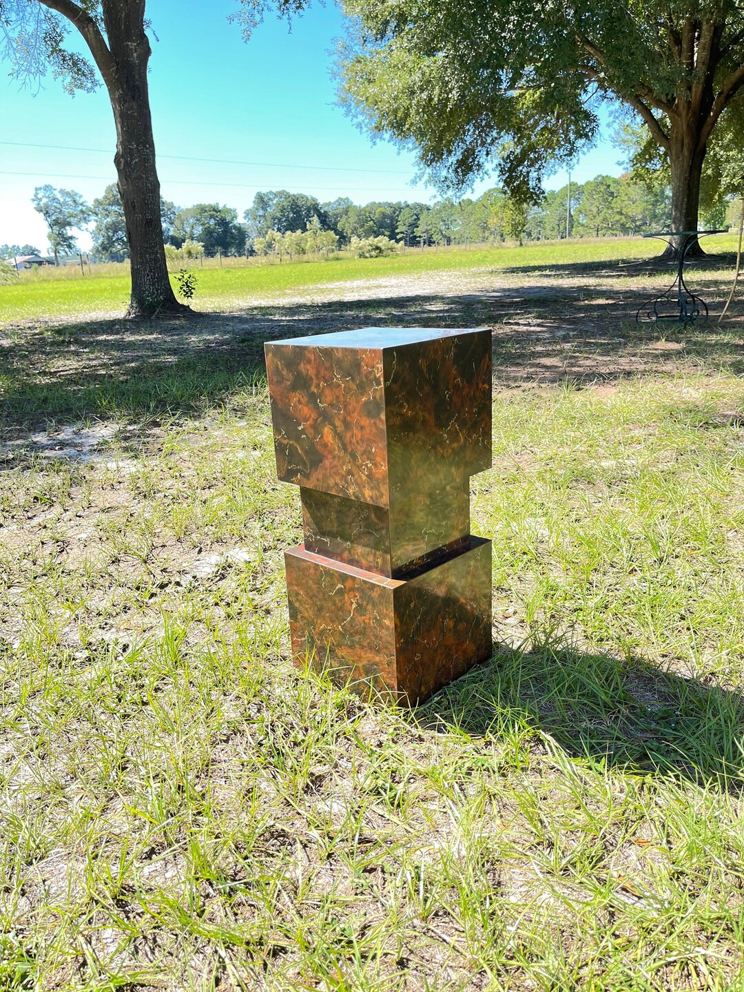 MCM End Table, Burlwood Table, MCM Formica Table, 1960s Table, Burl ...