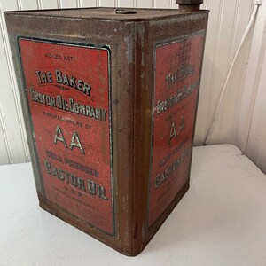 Antique Castor Oil Can, Vintage Advertising, Large Can, Metal Container ...