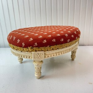 Vintage Footstool, Vintage Ornate Ottoman, Upholstered Foot Stool ...