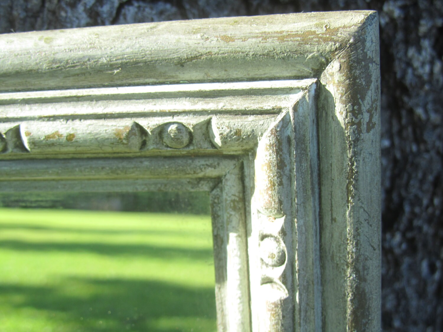 Shabby Chic Mirror Gray and Cream Colored Mirror Vintage | Etsy