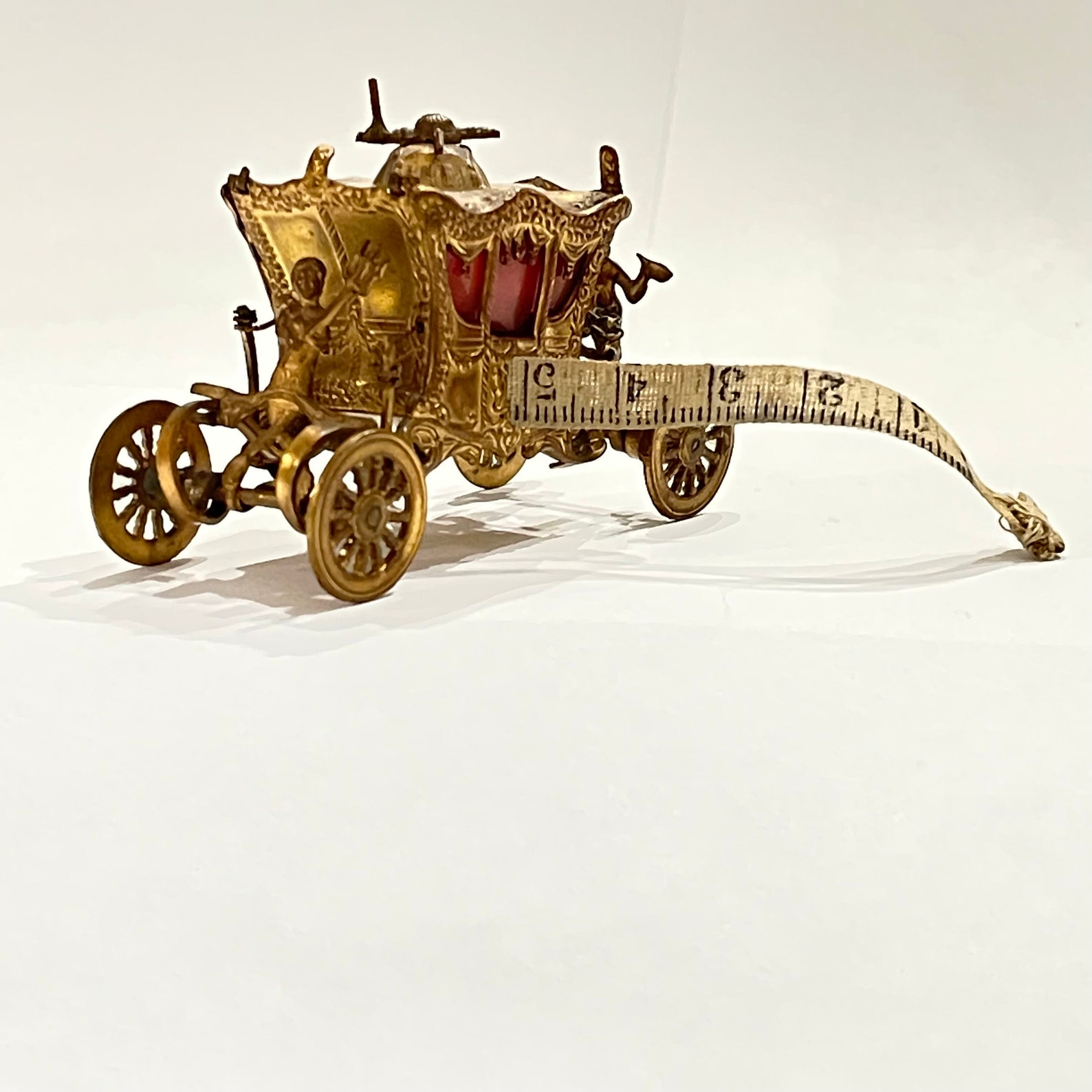 Antique Carriage Tape Measure, Vintage Sewing Notions, Gold Gilt ...