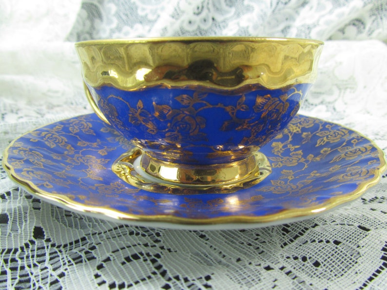 Demitasse Set, Tea Cup, Blue and Gold Tea Set, EB Bavaria, Tea Cup ...