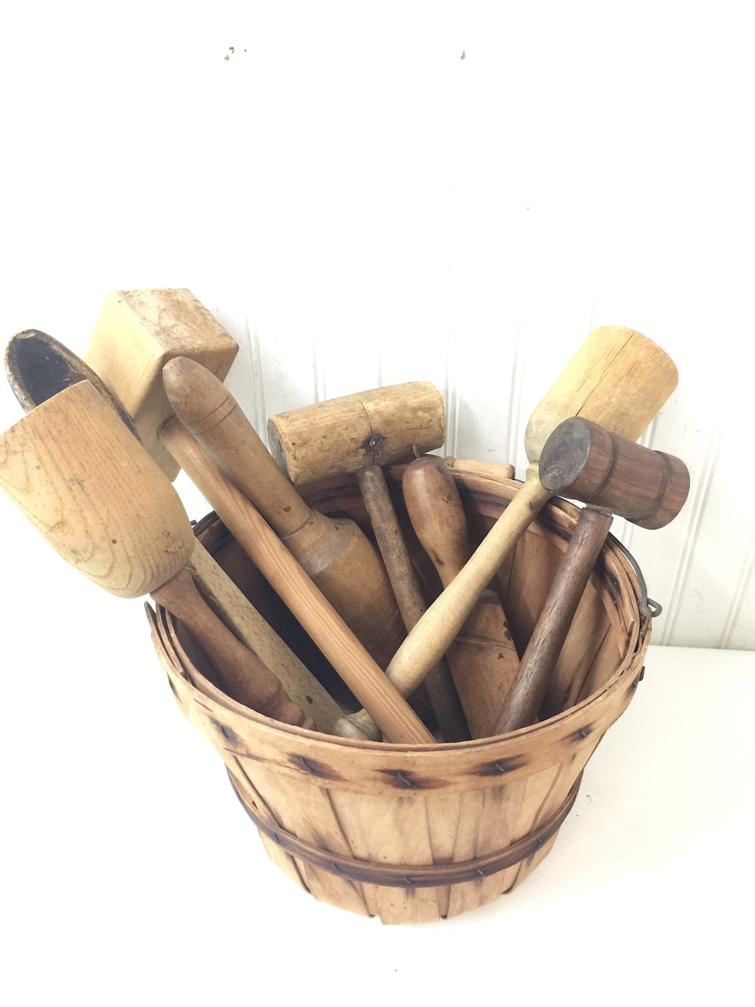 Primitive Wood Masher Collection, Wood Pestle, Vintage Kitchen Tools ...