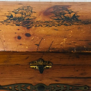 Vintage Wood Box, Ship Box, Cedar Box, Work Box, Hope Chest, Treasure ...