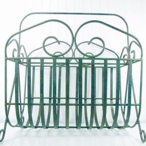 Magazine Holder, Magazine Rack, Organizer, Wrought Iron, Green, Metal ...
