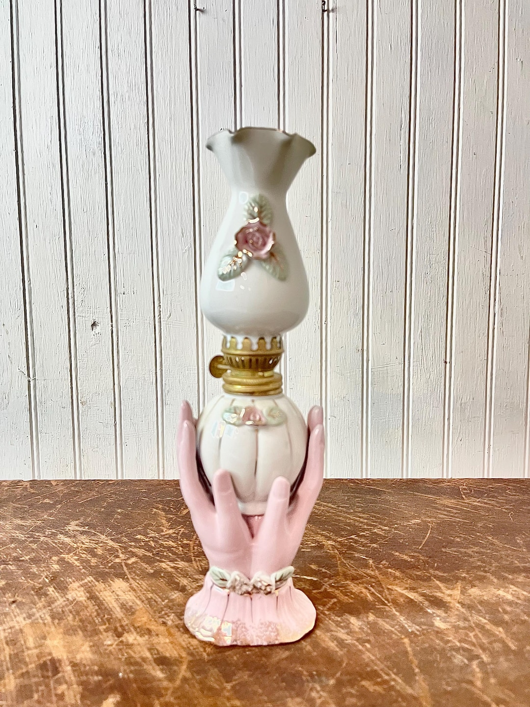 VINTAGE OIL LAMP, Lamp, Hand Oil Lamp, Vintage Lighting, Porcelain Lamp ...