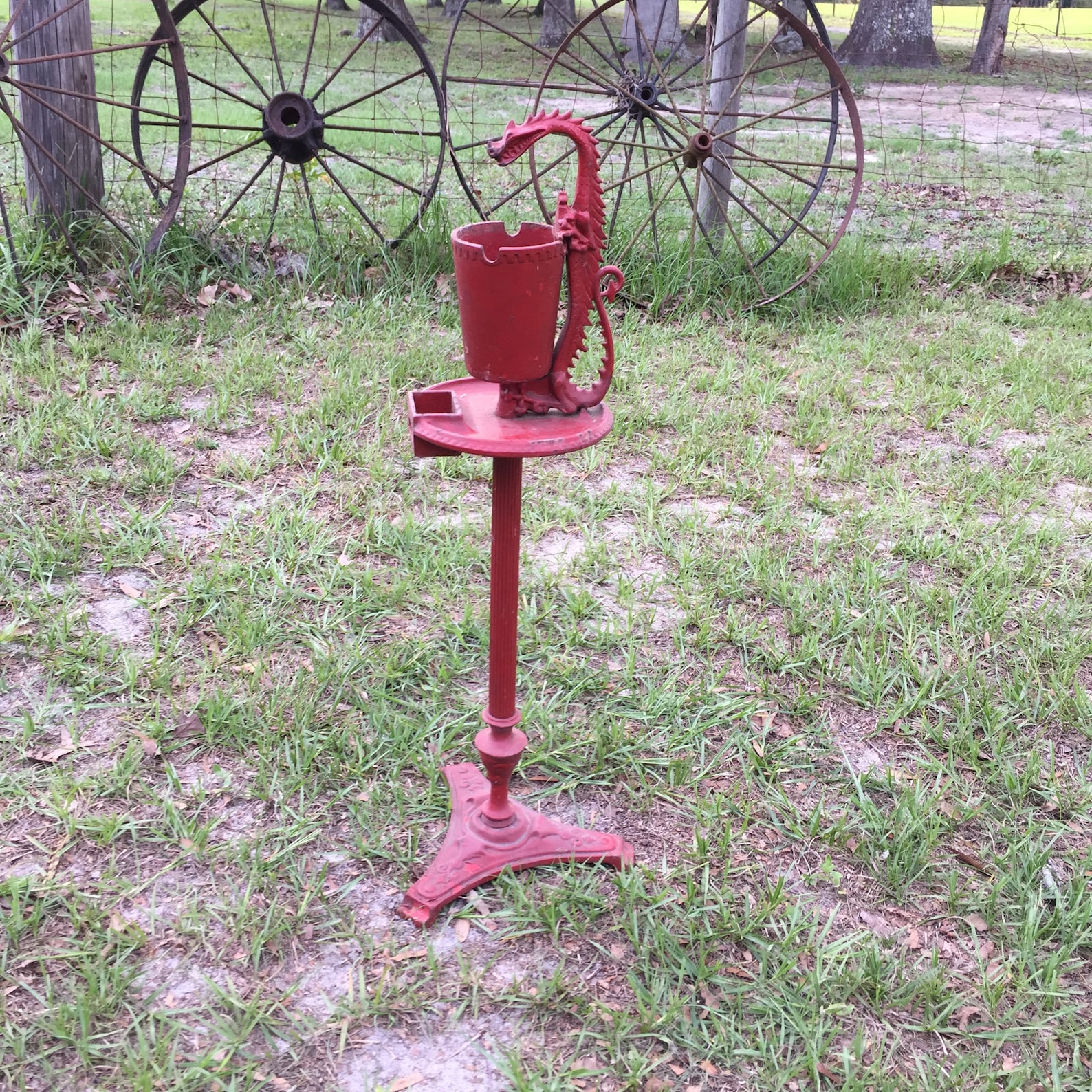Vintage Iron Dragon Smoke Stand Art Deco Red Dragon Plant | Etsy