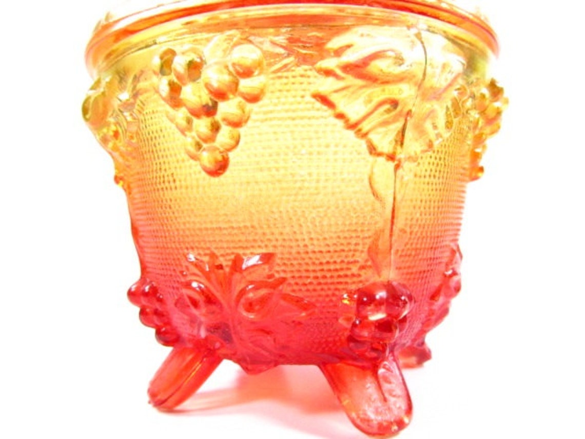 Goofus Glass Glass, Candy Dish, Crystal, Cut Glass, Orange, Red, Glass ...
