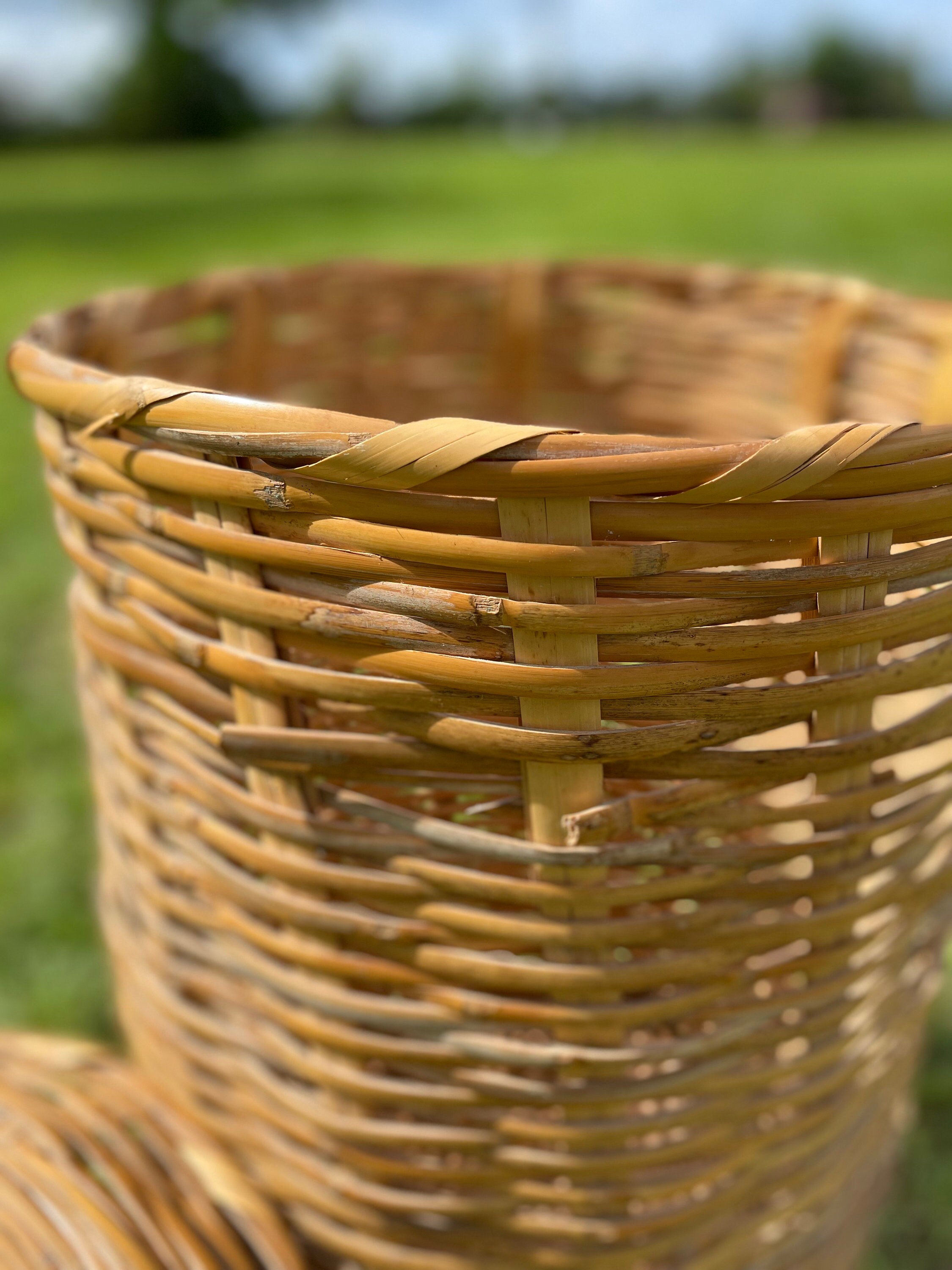 Wicker Hamper, Vintage Basket, Wicker Basket, Storage Basket, Round ...