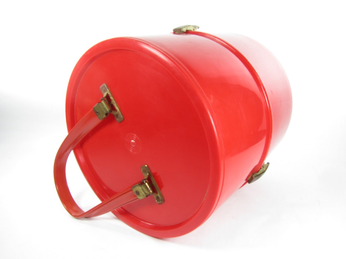 Retro Bright Red Hat Box, Vintage Luggage, Groovy, 1970s Suitcase ...