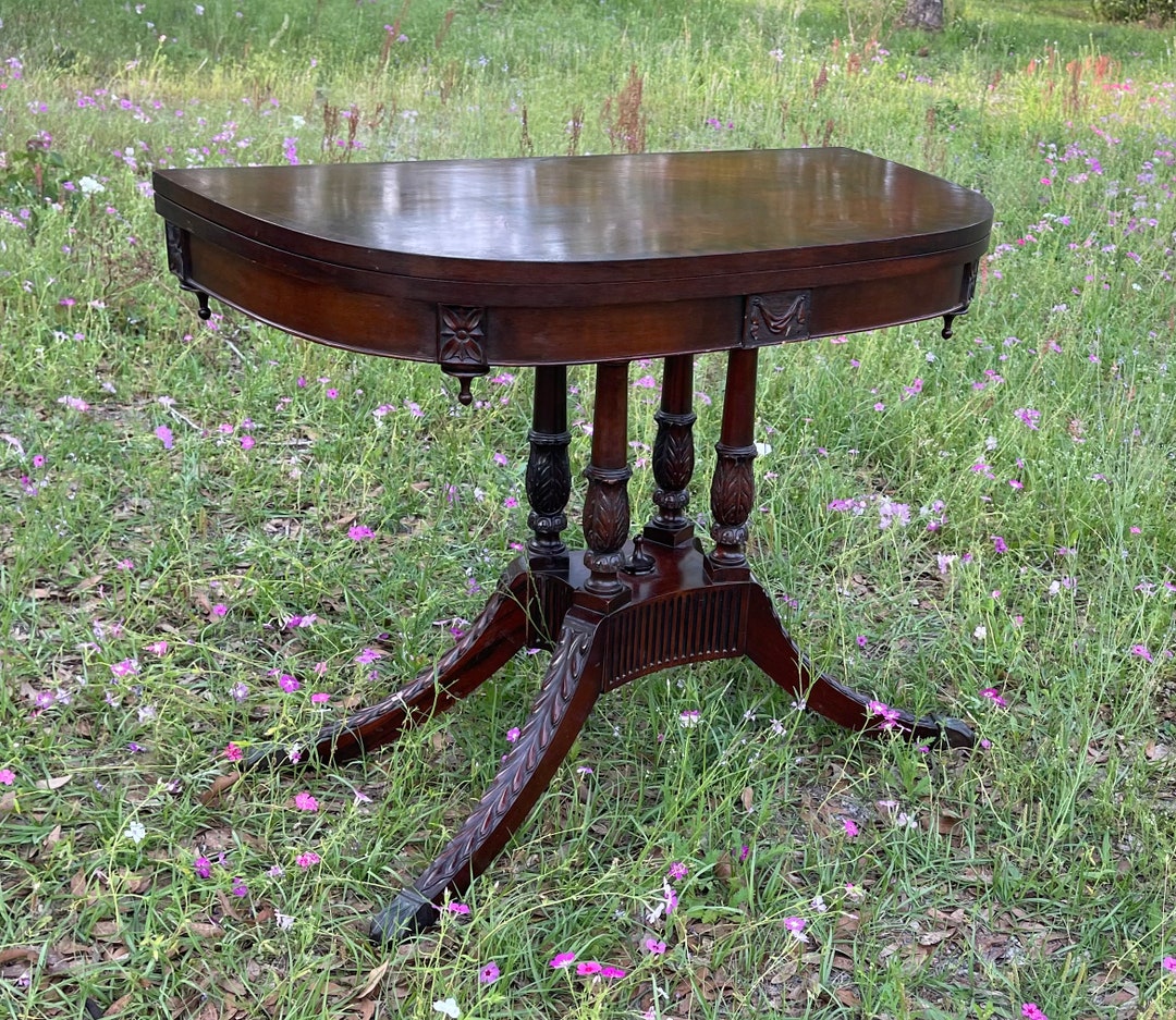 Duncan Phyfe Game Table, Card Table, Half Moon Table, Early Antique ...