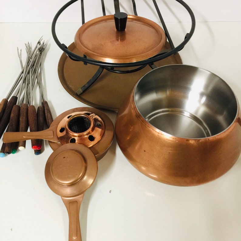 Copper Fondue Set Culinox Switzerland Cookware Serving Tray - Etsy