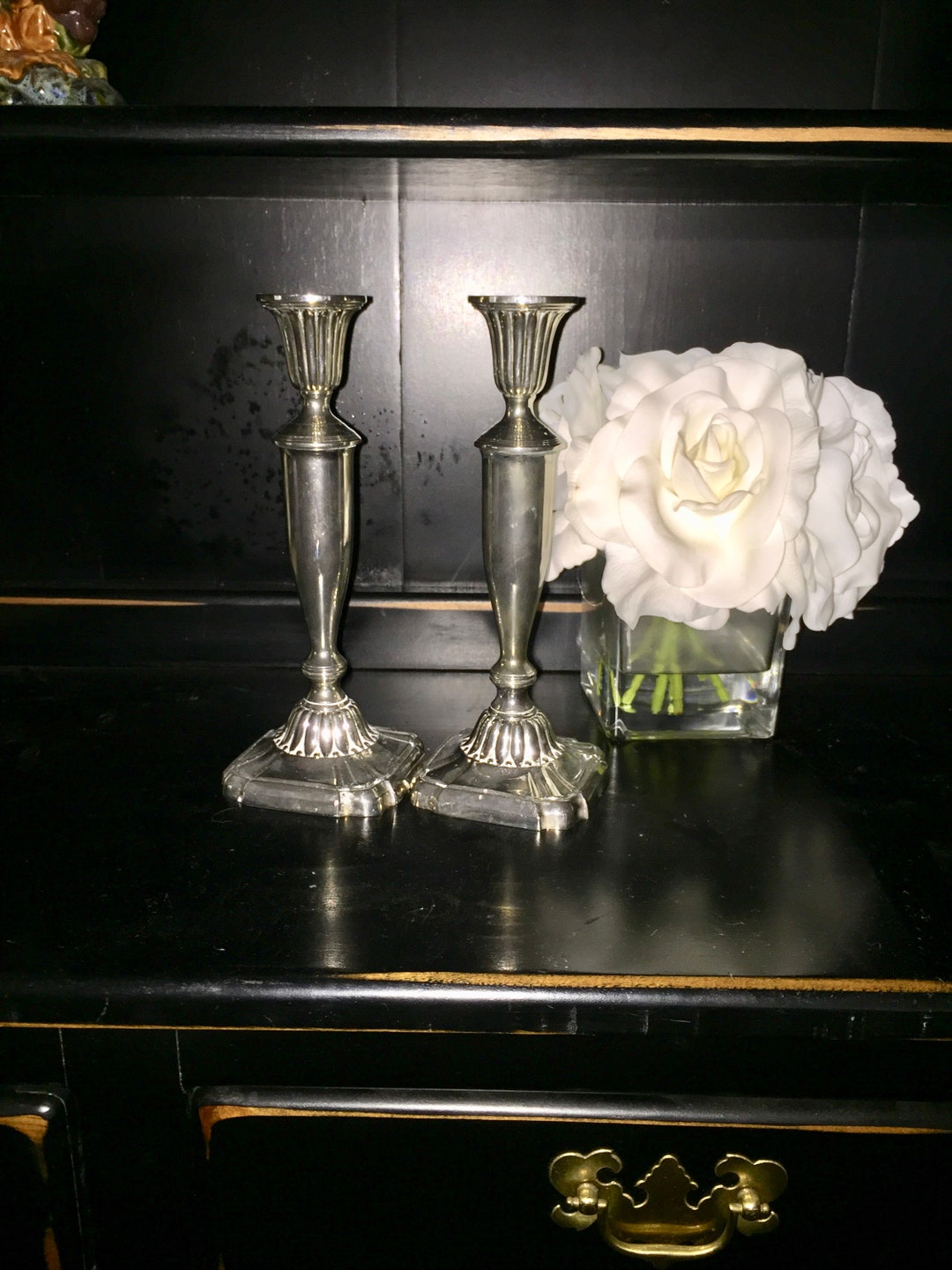 Silver Plated Candlesticks, Centerpiece, Candle Holder, Two Candle ...