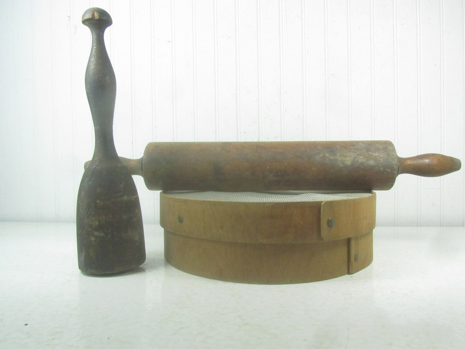 Vintage Rolling Pin, Sifter, Antique Sieve, Grain Sieves, Farmhouse ...