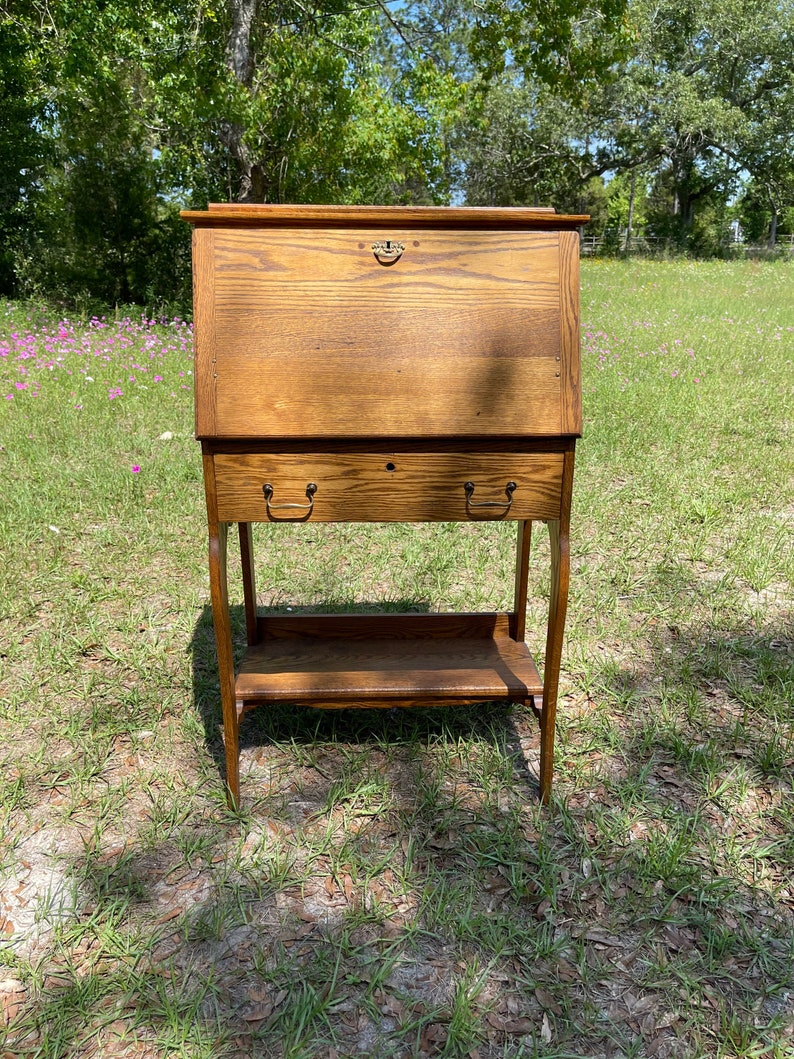 Antique Secretary Desk, Mission Craftsman Style Furniture, Slant Top ...