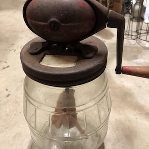 Antique Butter Churn, Antique Dairy Churn, Glass Jar, Industrial Decor ...